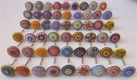 50 Assorted Flat Ceramic Knobs Multicolor Ceramic Door Knobs Kitchen