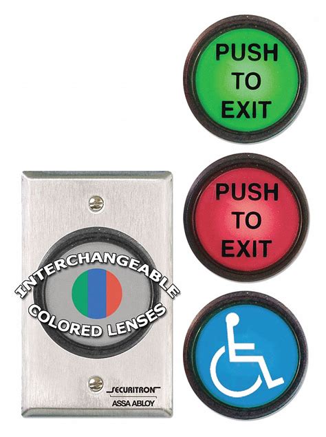 Securitron 4 1 2 In Ht 5 8 In Dp Exit Push Button 45cg03 Pb5 Grainger