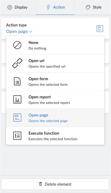 Associate Open Page Action To A Text Displayed In A Panel Zoho