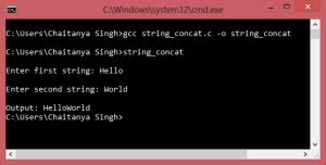 C Program To Concatenate Two Strings Without Using Strcat