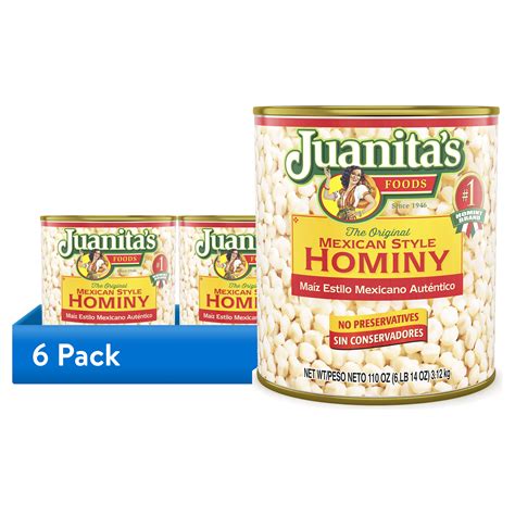 6 Pack Juanitas Foods Mexican Style Hominy 110 Oz Can
