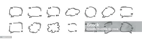 낙서 따옴표 상자 손으로 그린 빈 따옴표 텍스트 음성 말풍선입니다 스케치 피드백 디자인 대화 대화 대화 템플릿 낙서 벡터 일러스트 레이 션 Brand Name Online