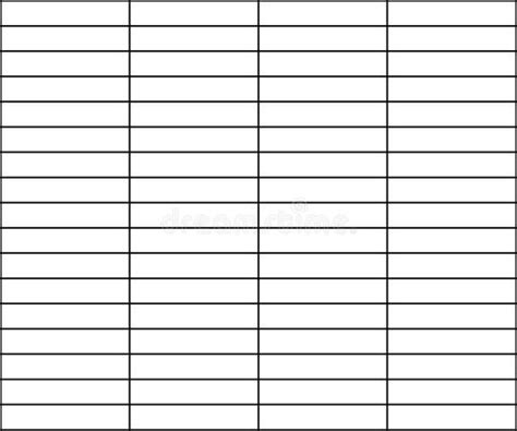 Structured Table Grid With Multiple Rows And Columns Stock Illustration