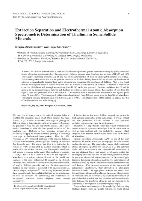 Pdf Extraction Separation And Electrothermal Atomic Absorption Spectrometric Determination Of