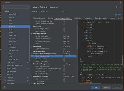 Javascript Correctly Format Unpacked Object Properties Of Function Parameters In The Ide