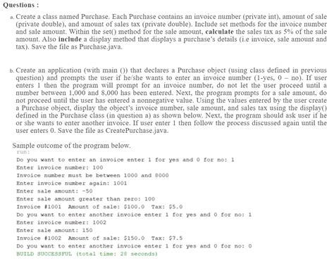 Solved Questions A Create A Class Named Purchase Each