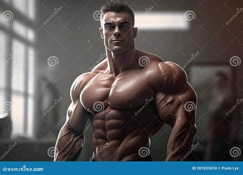 Bodybuilder Is A Pumped Up Athlete Happy Guy Is An Athlete Template For A Portrait Of A Man
