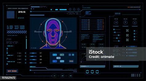 미래 사용자 인터페이스 정보 기술 가상 생물 의학 홀로그램 인간의 머리 스캔 진단 배경 컴퓨터 데스크톱 화면에 대 한 데이터