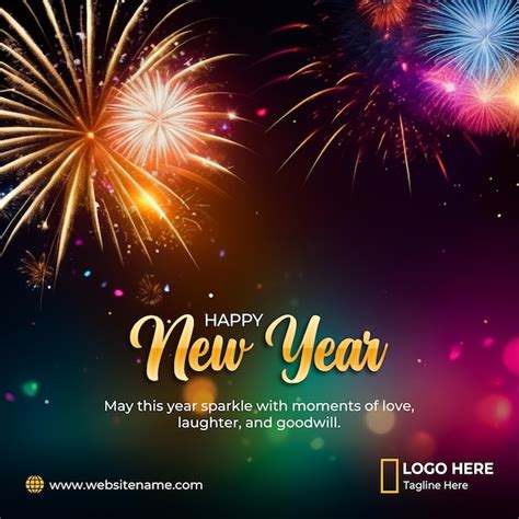 새해 축하 소셜 미디어 포스트 디자인 또는 배너 템플릿 프리미엄 Psd 파일