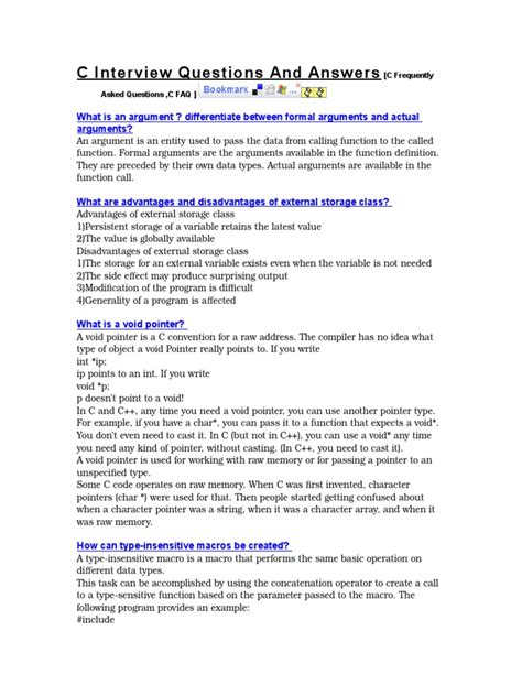 c interview questions and answers what is an argument differentiate between formal arguments