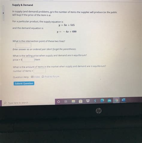 Solved Supply Demand In Supply And Demand Problems Y Is Chegg Com
