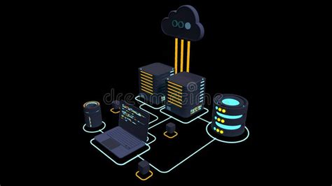 Cloud Technology Computing Animation Modern Cloud Technology Data Center Isometric Concept