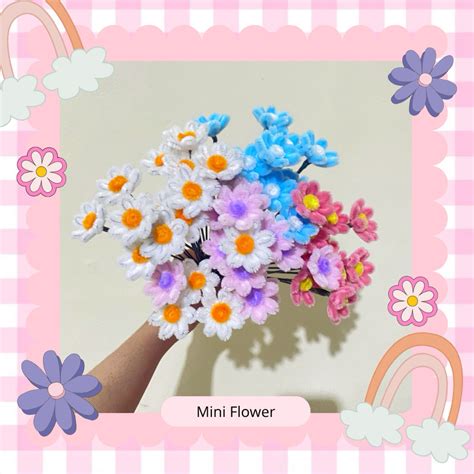 Jual Mini Flower Bunga Kawat Bulu Satuan Bunga Kawat Bulu 1 Tangkai Bunga Kawat Bulu