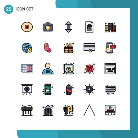 Mobile Interface Filled Line Flat Color Set Of 25 Pictograms Of Economy Report Arrows File
