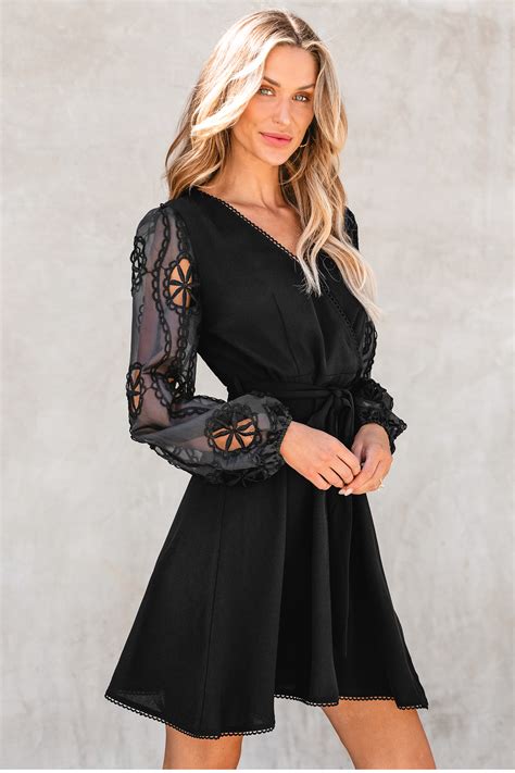 After Hours Belted Cutout Mesh Mini Dress