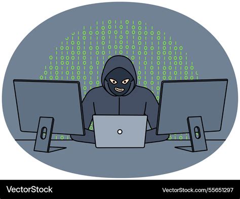 Male Hacker Steal Information From Computers Vector Image
