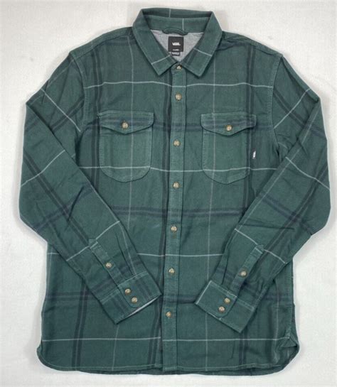 Mens Vans Tailored Fit Plaid Button Front Flannel