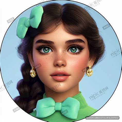 Ai创作图卡通写实人物 写实卡通人物 Cg头像 Poly风格 3d女娃 仿3d卡通形象 欧美人物头像 写实人物设计 写实少女 3d人物形象 写实漫画人物 欧美风人物 鼠绘模特 厚涂头像 插画