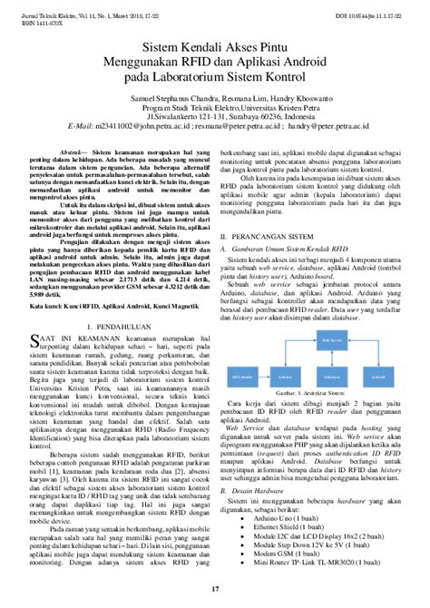 Pdf Sistem Kendali Akses Pintu Menggunakan Rfid Dan Aplikasi Android Pada Laboratorium Sistem