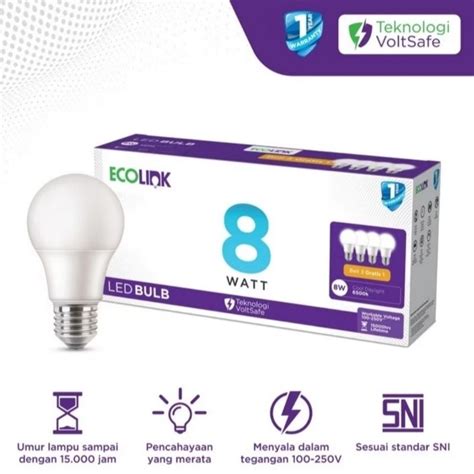 Jual Ecolink Led Bulb 8 Watt Buy 3 Get 1 Cool Day Light Lampu Led 8 Watt Paket Beli 3 Gratis 1