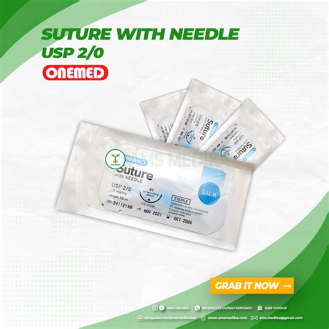 Suture With Needle Silk Usp 20 Onemed Ams Medika