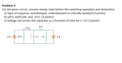 Solved Problem For The Given Circuit Assume Steady State Chegg Com