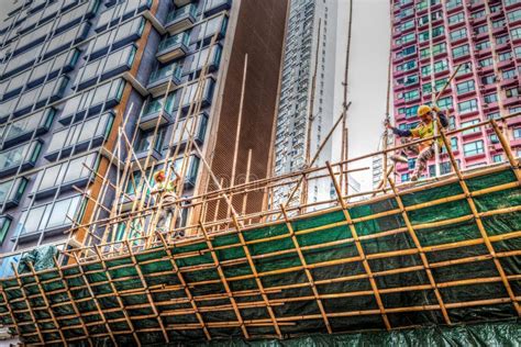 Building A Bamboo Scaffolding In Hong Kong Editorial Stock Image