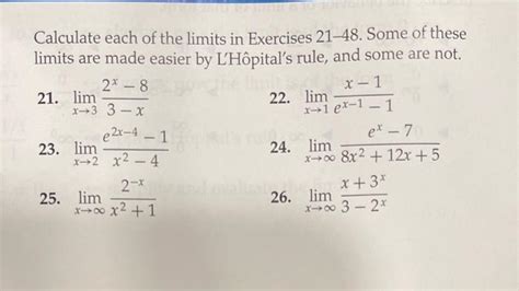 Solved Calculate Each Of The Limits In Exercises Some Chegg Com
