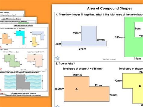 Year 5 Area Of Compound Shapes Autumn Block 5 Maths Homework Extension