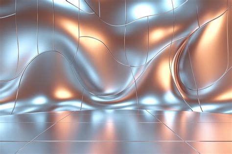 Metallic Wavy Background With A Shiny Reflective Surface Premium Ai Generated Image