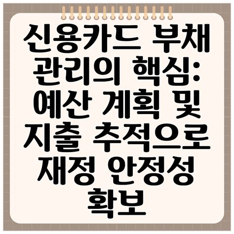 신용카드 부채 관리의 핵심 예산 계획 및 지출 추적으로 재정 안정성 확보