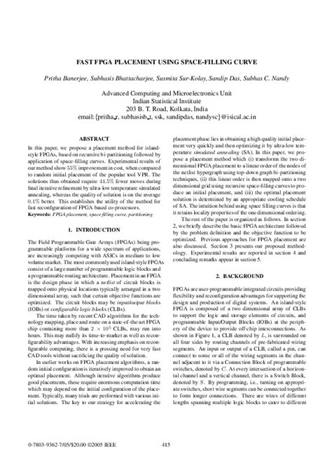 Pdf Fast Fpga Placement Using Space Filling Curve