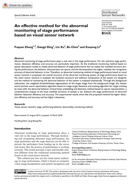 Pdf An Effective Method For The Abnormal Monitoring Of Stage Performance Based On Visual