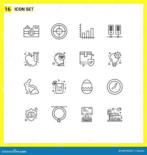 Set Of 16 Vector Outlines On Grid For Tube Science Analysis Server