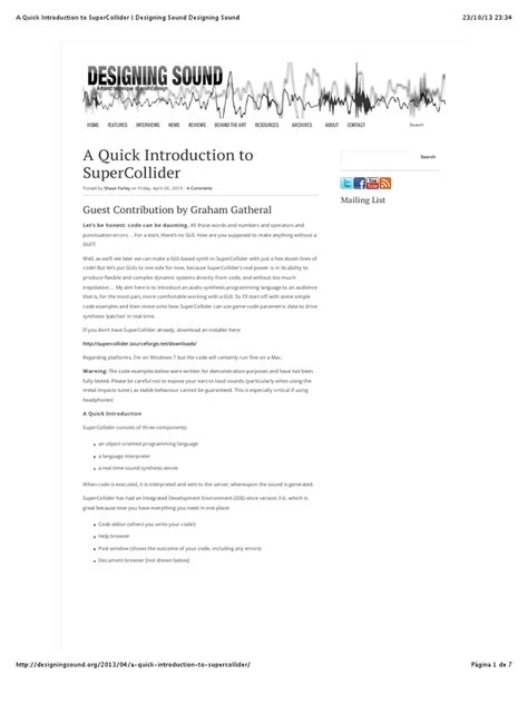 A Quick Introduction To Supercollider Designing Sound Designing Sound Pdf Parameter