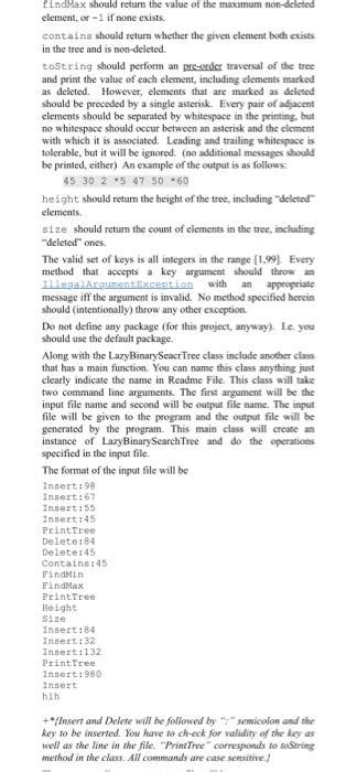 project 2 binary search trees with lay deletion the