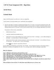 Team Docx LSP Team Assignment Algorithms Jackie Dixon Lizbeth Alanis Open A