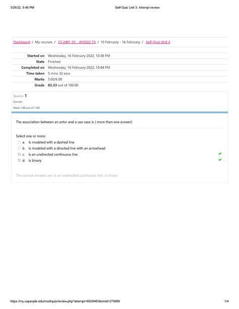 Self Quiz Unit Attempt Review Started On Wednesday February PM State