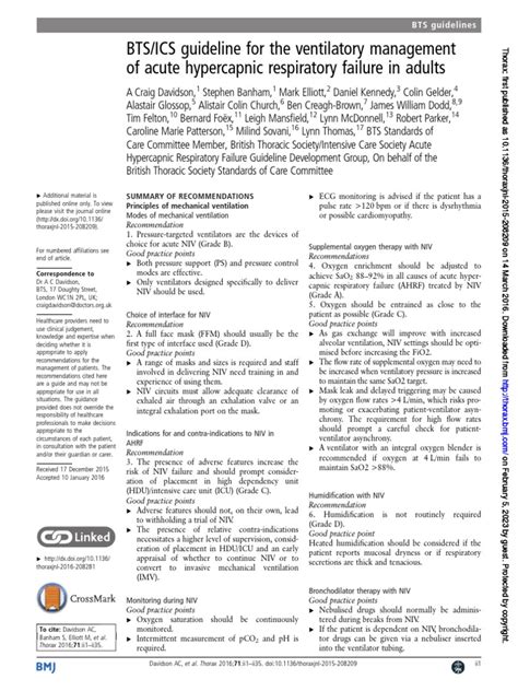 Bts Ics Guideline For Ventilatory Management Pdf Chronic Obstructive Pulmonary Disease
