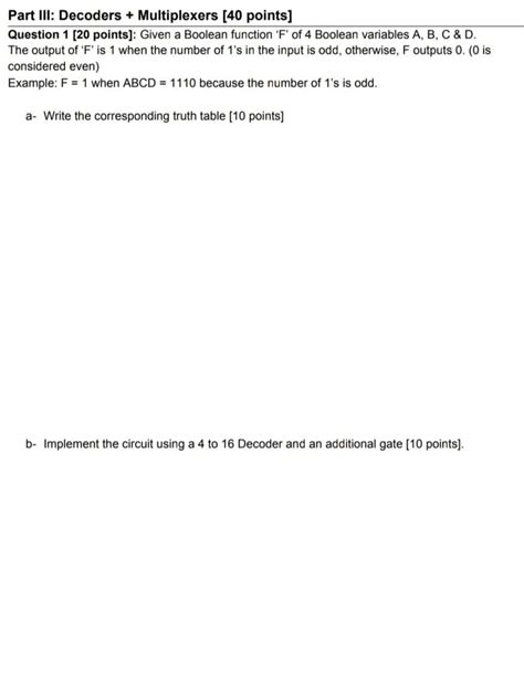 Solved Part Iii Decoders Multiplexers 40 Points