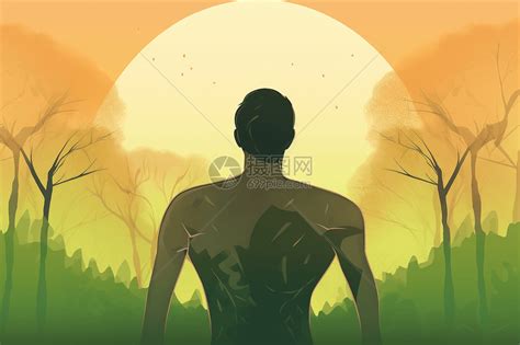背影在夕阳下插画图片下载 正版图片600179506 摄图网
