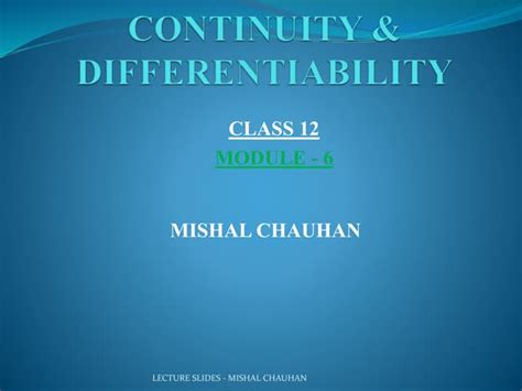 Continuity And Differentiability Class Xii Module 6 Pdf