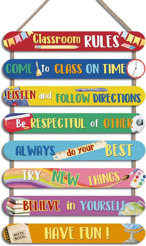 Hlniuc Classroom Rules Poster Woodclassroom Australia Ubuy