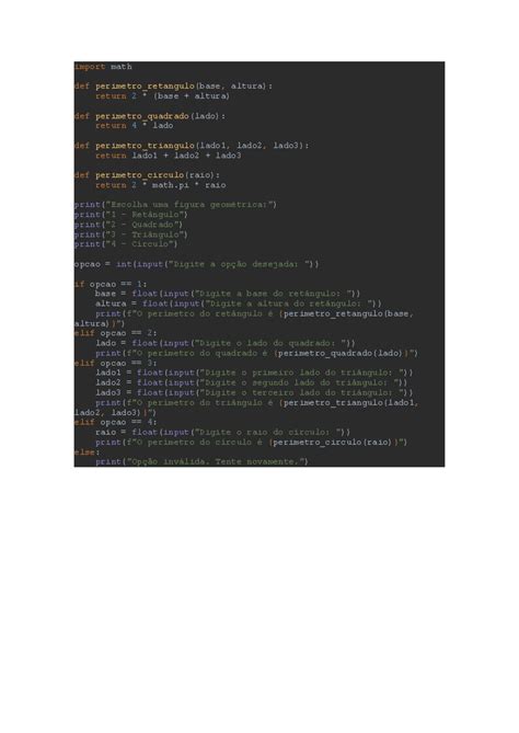 Programa Python Import Math Def Perimetroretangulobase Altura