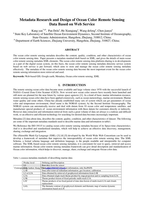 Pdf Metadata Research And Design Of Ocean Color Remote Sensing Data