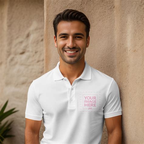 Polo Shirt Logo Mockup Generator With Happy Male Model Mediamodifier