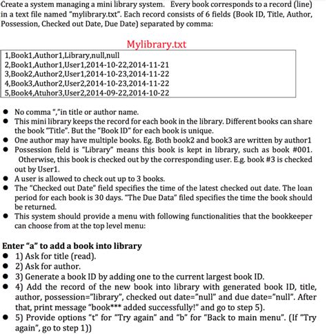 Solved Create A System Managing A Mini Library System Every