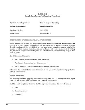 Sample Bank Secrecy Act Reporting Procedures Doc Template PdfFiller