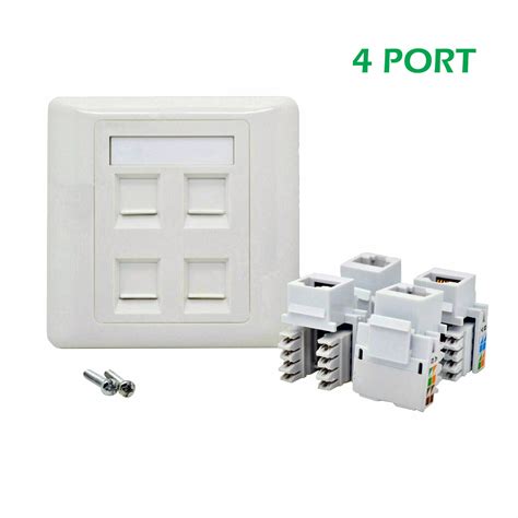 4 Port Cat6 Rj45 Network Faceplate Face Plate Single Gang Wall Socket Ebay