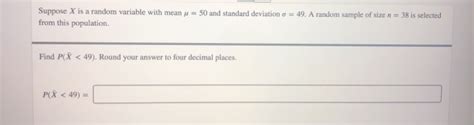 solved suppose x is a random variable with mean y 50 and
